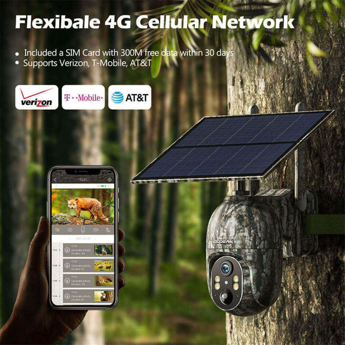 Voopeak 4G LTE Cellular Solar Powered Live View Trail Game Camera
